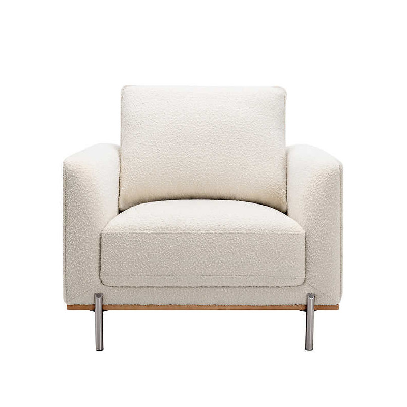 Harmmer Modern Chair White Boucle